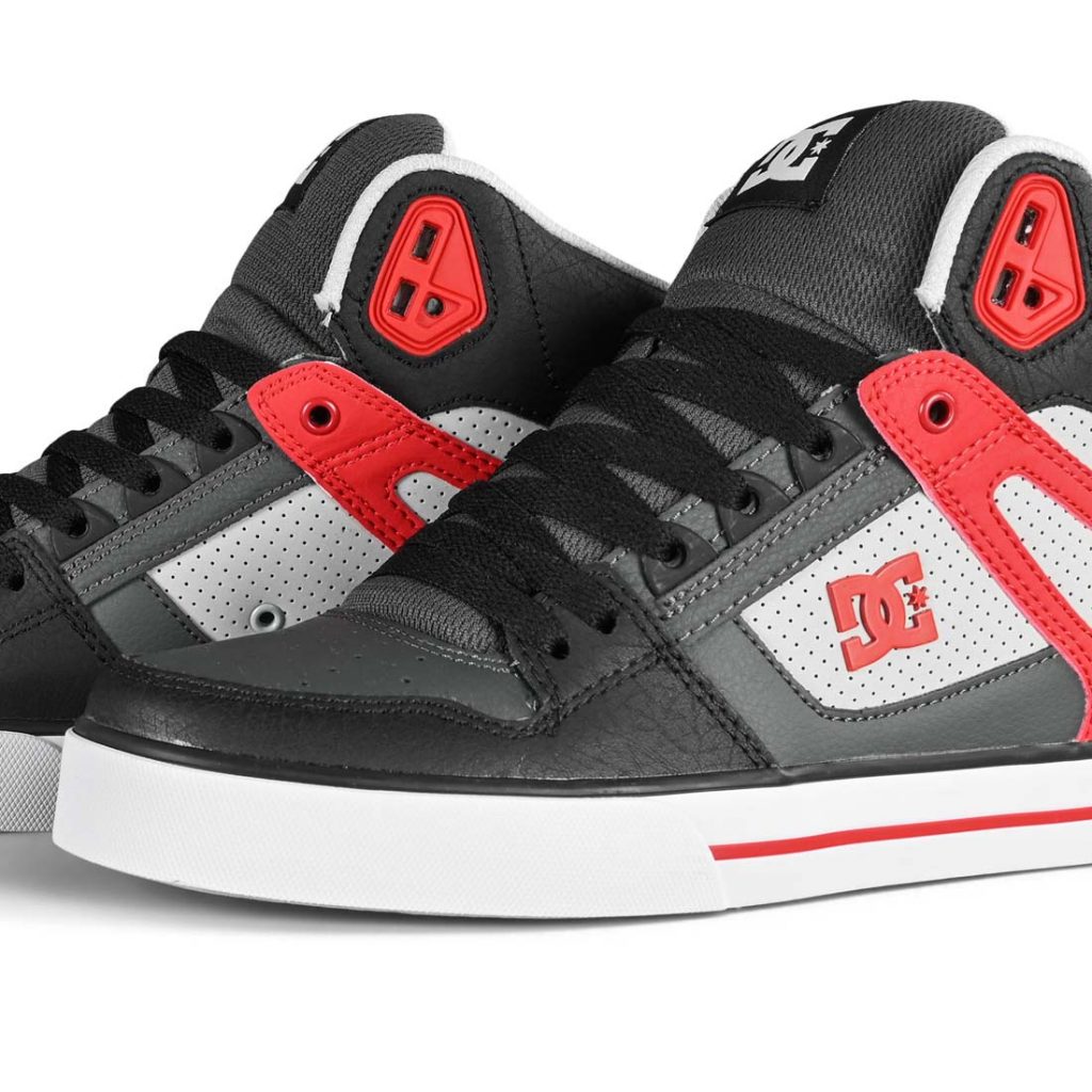 DC Pure High Top WC Skate Shoes - Grey/Red - Supereight