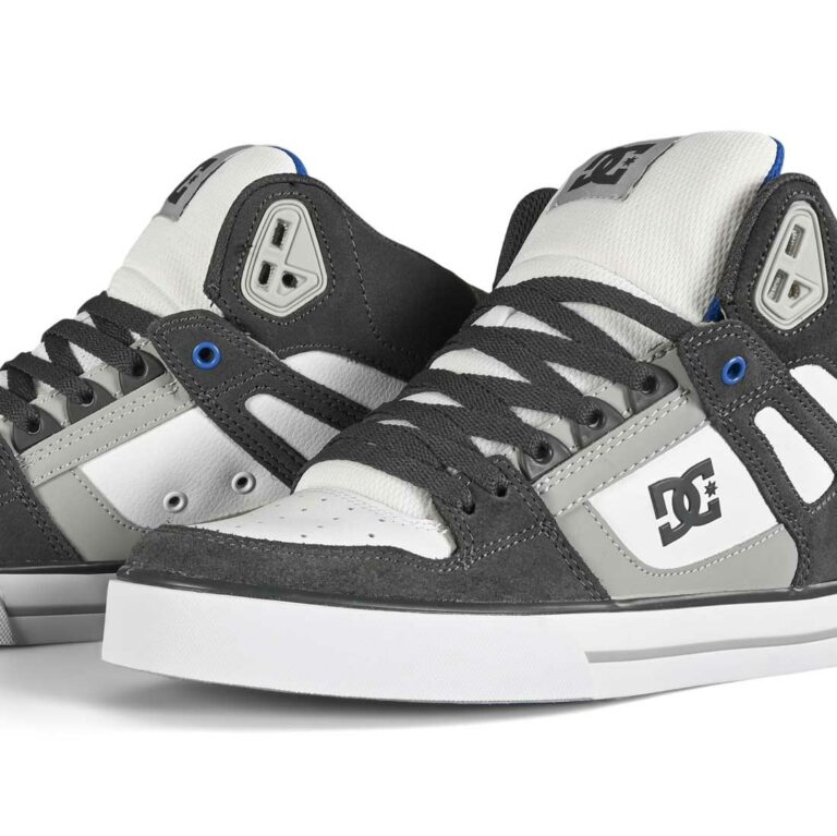 DC Pure High Top WC Skate Shoes - Grey/White/Blue