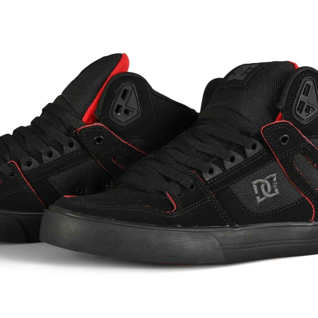 DC Pure High Top WC Skate Shoes - Black/Red/White - Supereight