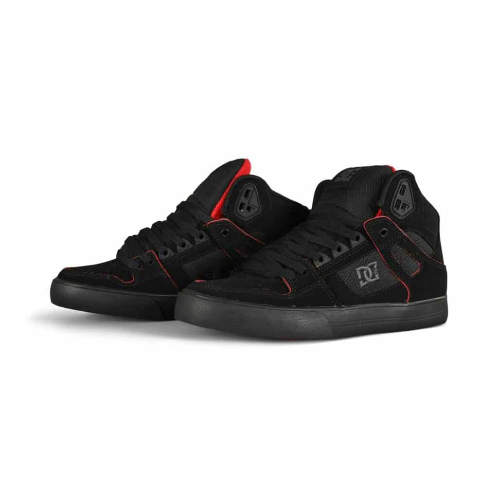 DC Pure High Top WC Skate Shoes - Black/Red/White - Supereight