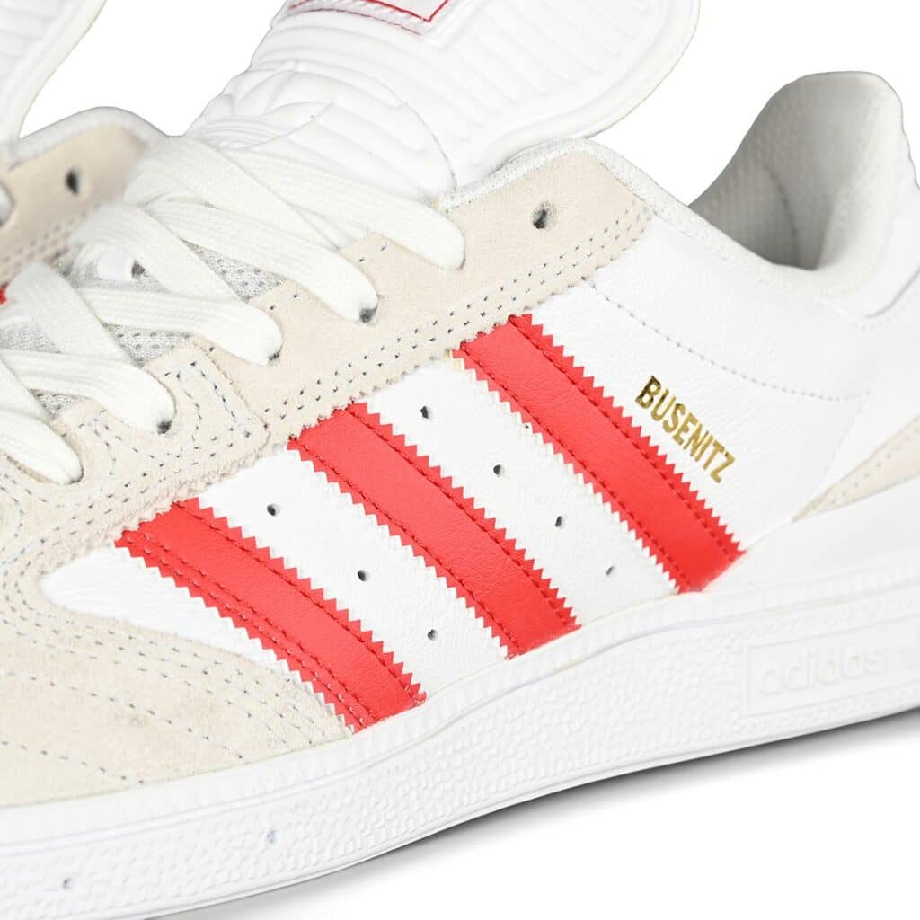 Adidas Busenitz Skate Shoes - White/Scarlett/Gold Metallic