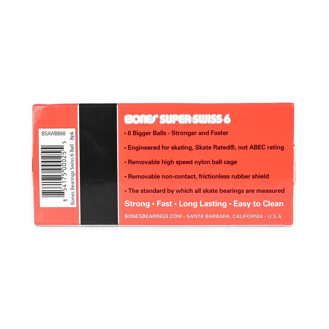 Bones Swiss Super 6 Ball Skateboard Bearings (8 Pack)
