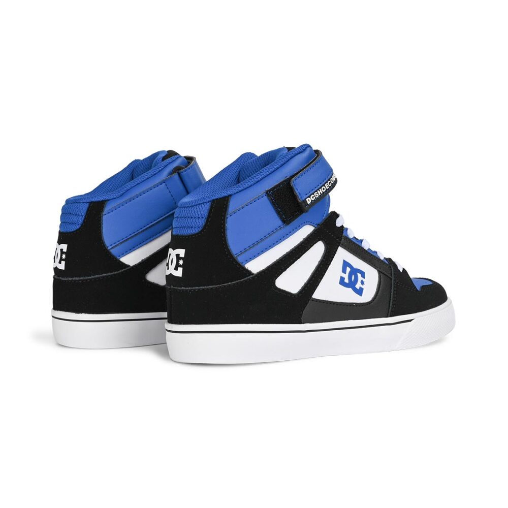 DC Pure High Top EV (Youth) Skate Shoes - Black/Blue/White