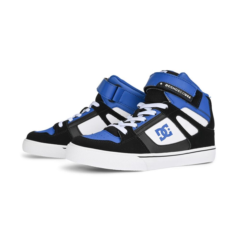 DC Pure High Top EV (Youth) Skate Shoes - Black/Blue/White