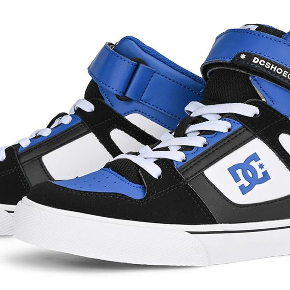 DC Pure High Top EV (Youth) Skate Shoes - Black/Blue/White