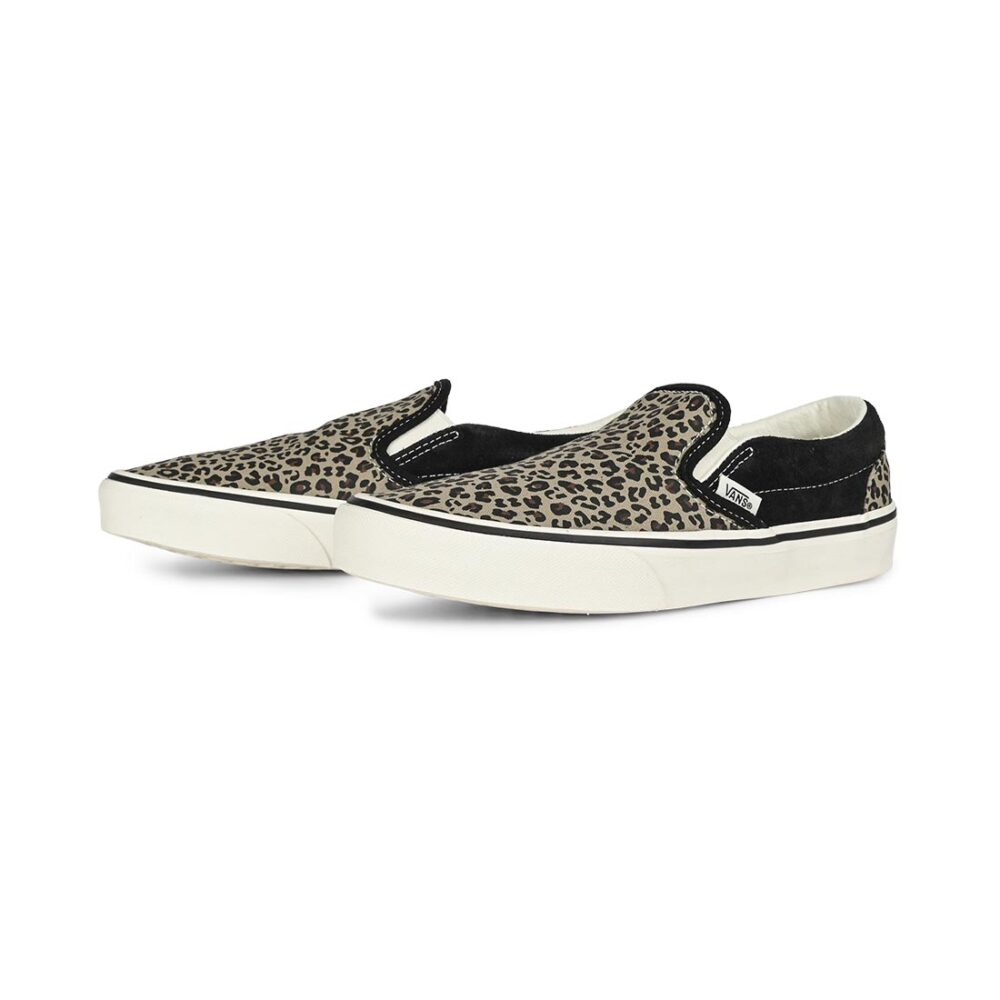 Vans Women’s Classic Slip-On Skate Shoe - Black/Leopard